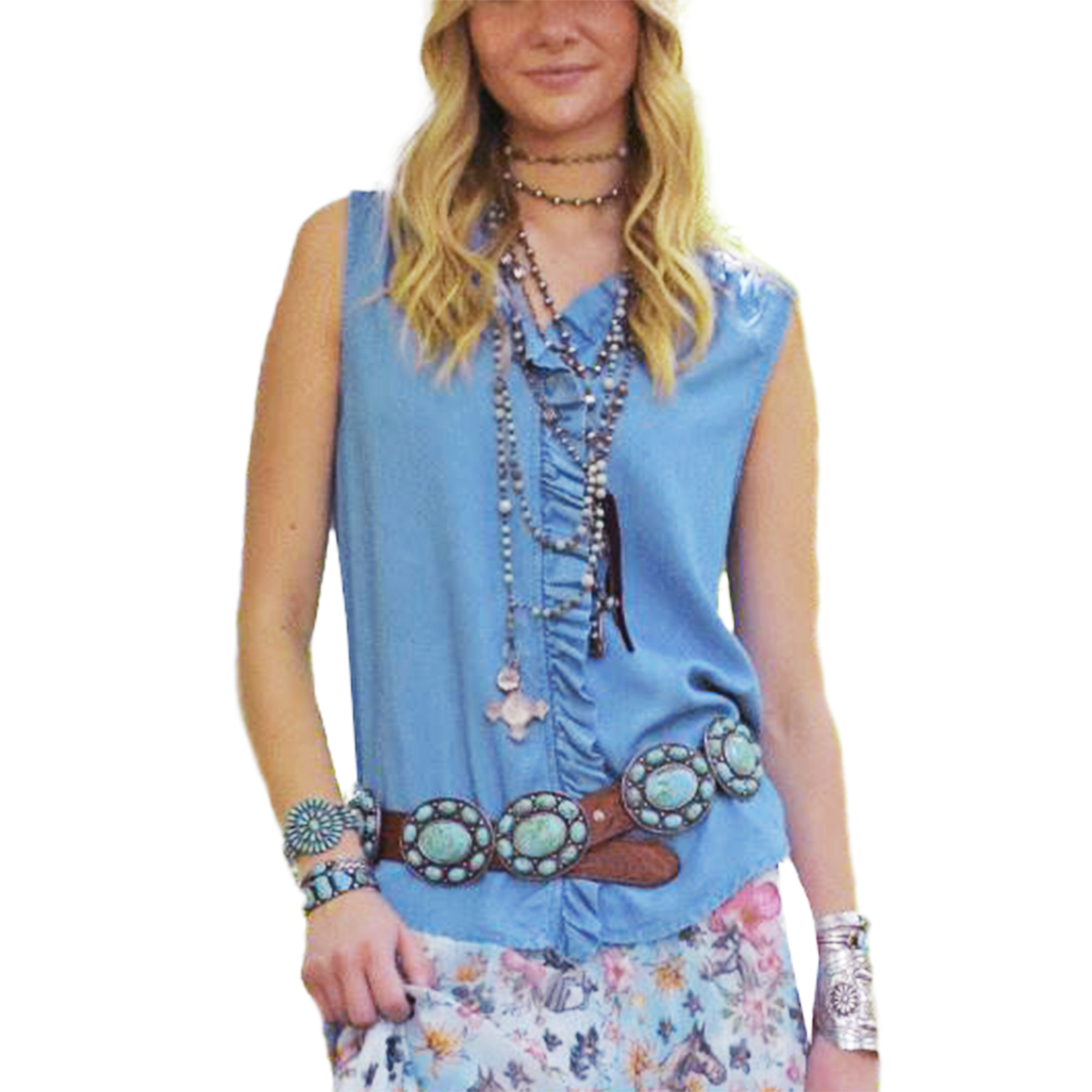 Tasha Polizzi Women's Blakely Denim Ruff Tank | Lammle's – Lammle's ...
