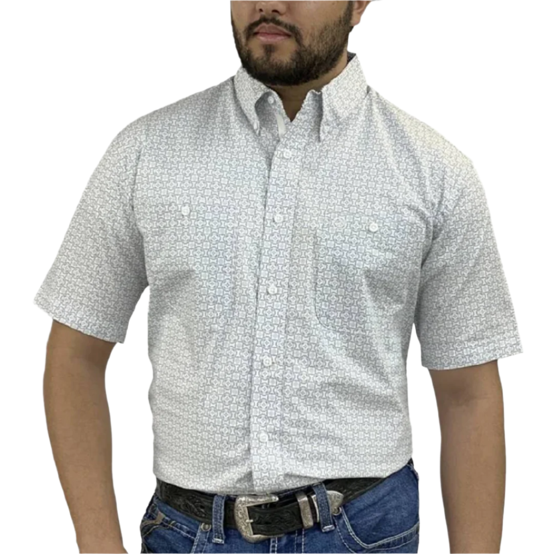 Wrangler Men's George Strait Geometric Print Short Sleeve Button Shirt ...