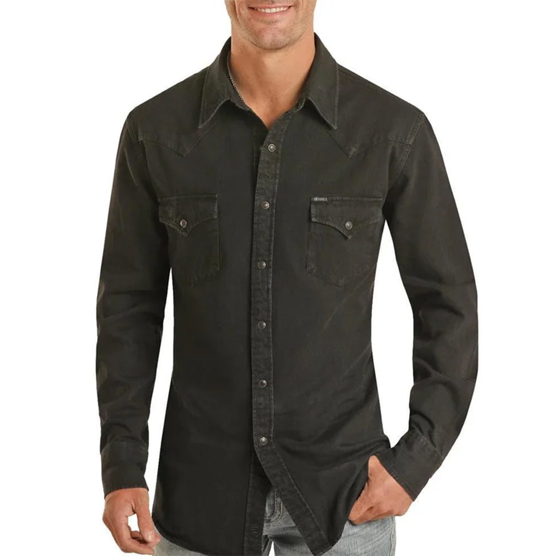 Rock & Roll Cowboy Solid Black Long Sleeve Snap Shirt | Lammle's ...