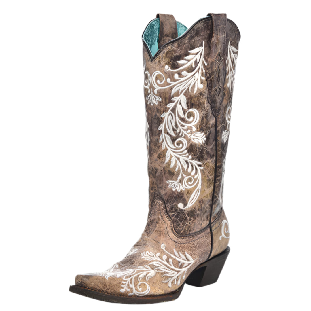 Corral Women's Floral Embroidery Snip Toe Cowgirl Boots | Lammle's ...