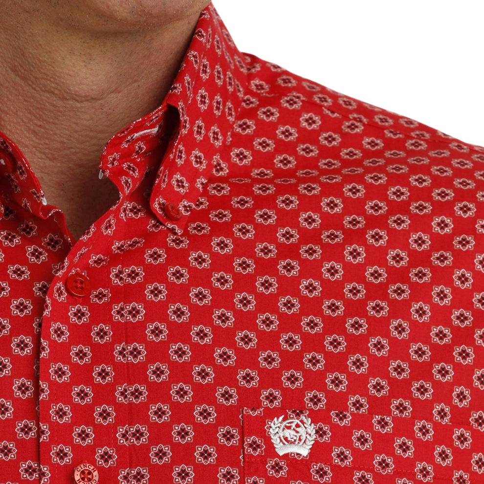 Cinch Men's Geometric Hex Print Button-Down Shirt In Red | Lammle's – Lammle's Western Wear