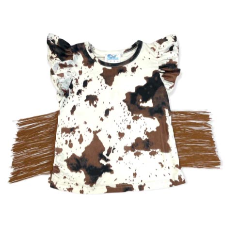 Shea Baby Toddler Girls' Cow Print Fringe Top | Lammle's – Lammle's ...